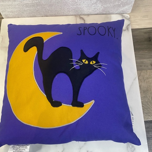 Rae Dunn | Accents | Rae Dunn Spooky Black Cat Moon Halloween Pillow ...